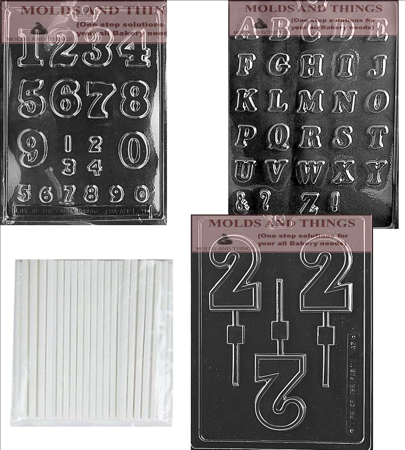 Calligraphy Numbers 2 Sizes Chocolate Candy Mold Letters & Numbers