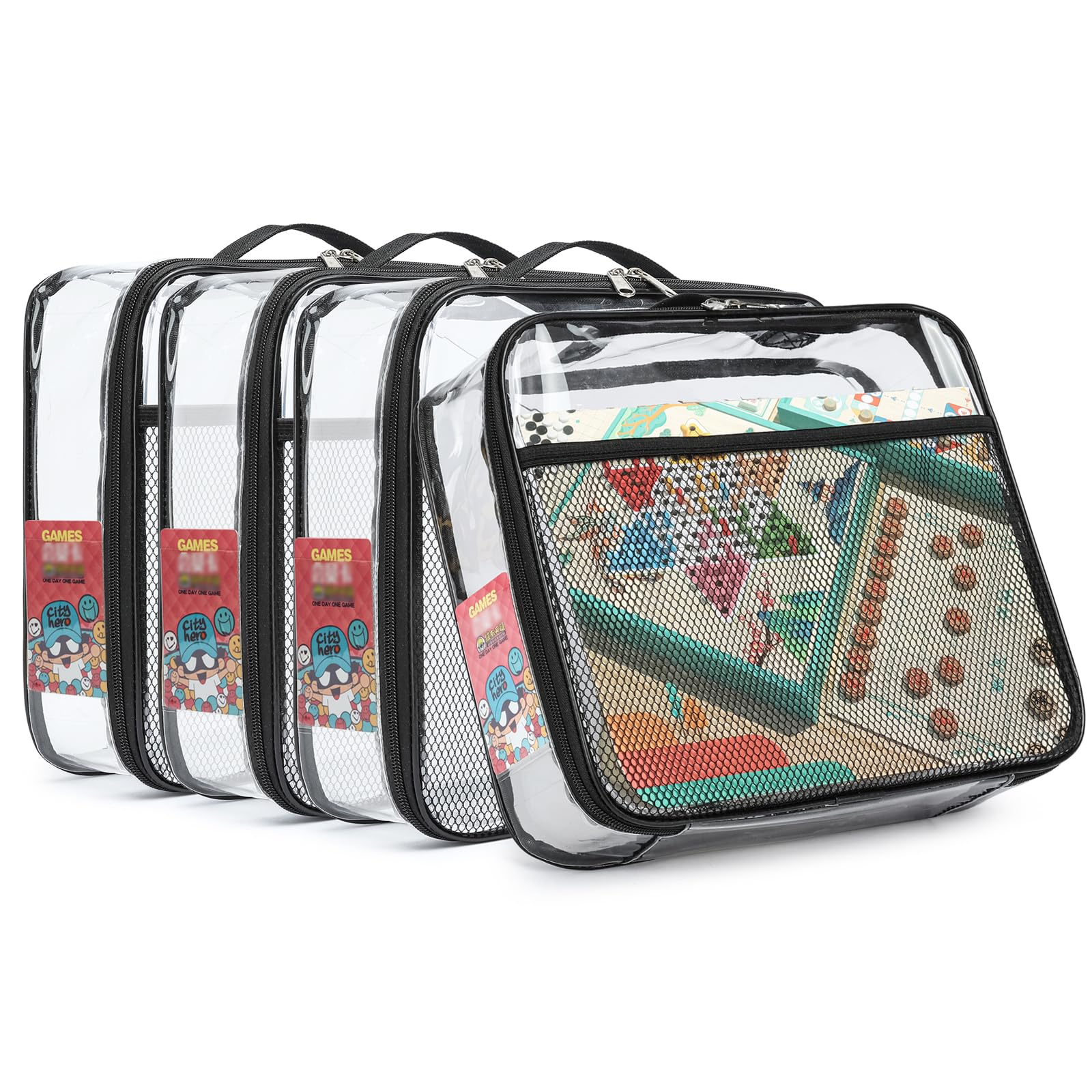 Amazon.com: 4 Pack Clear PVC Zippered Toy Storage Bags for Toy, Kids ...