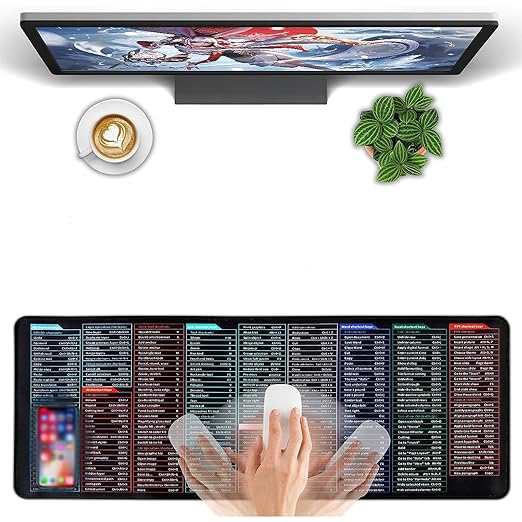 Keyboard Shortcuts Mouse Mat, Quick Key Super Large Keyboard Pad ...