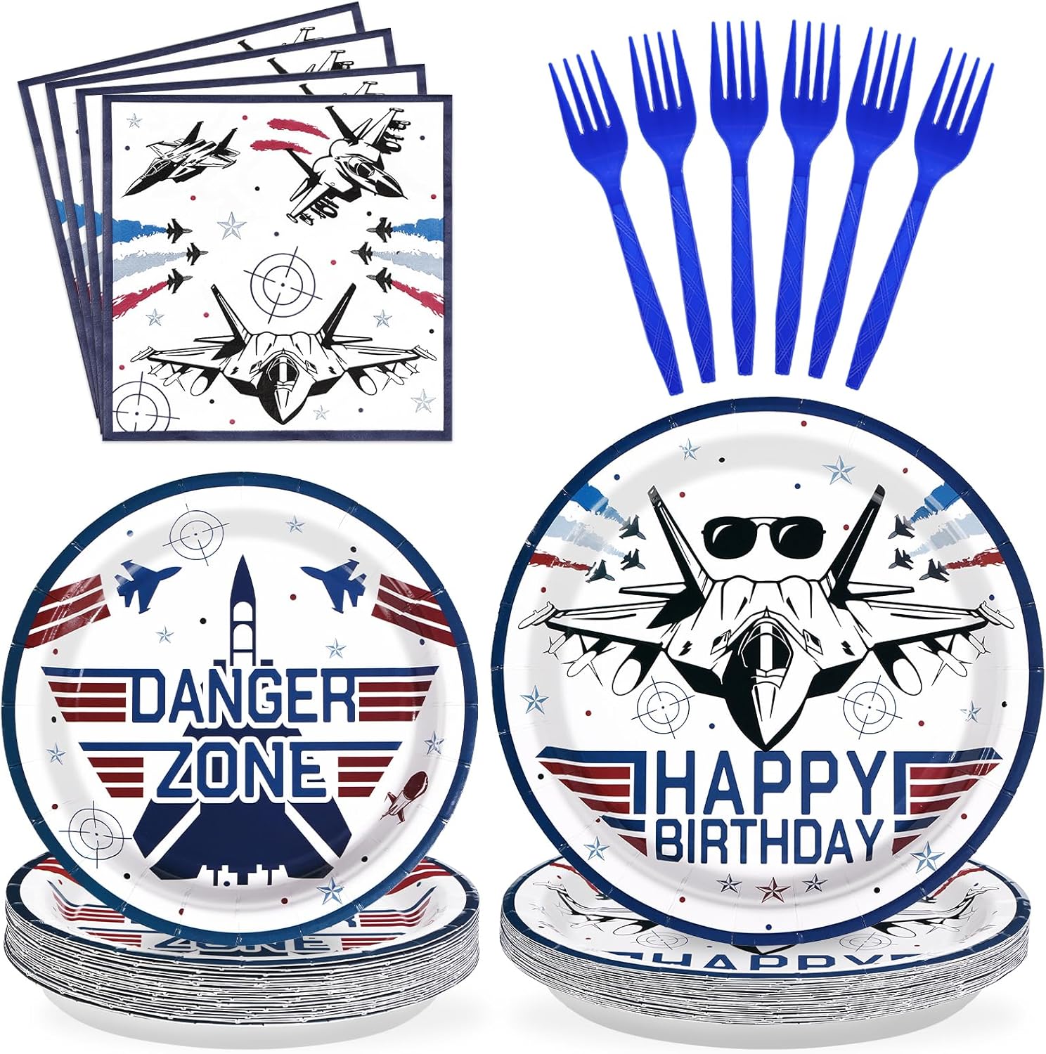 Amazon.com: 96 Pcs Fighter Jet Pilot Birthday Decorations Military Jet ...
