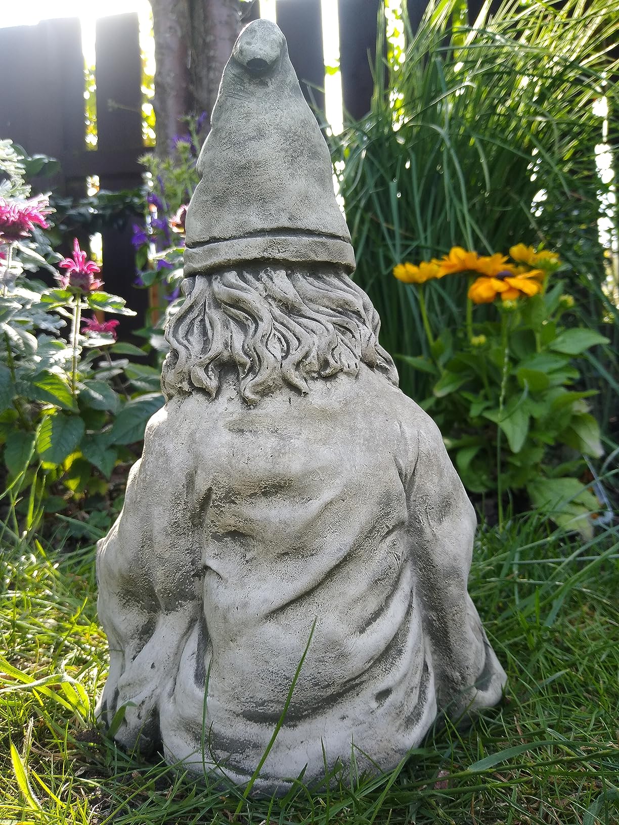 STONE GARDEN TREE WIZARD READING BOOK HAND CAST STATUE ORNAMENT ...