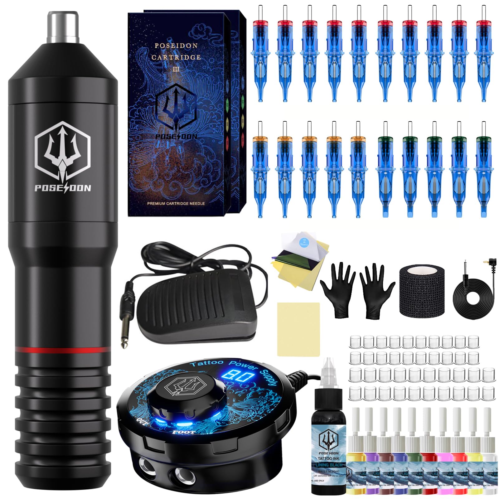 Tattoo Kit Poseidon Tattoo Pen Kit With Power Supply Rotary ...