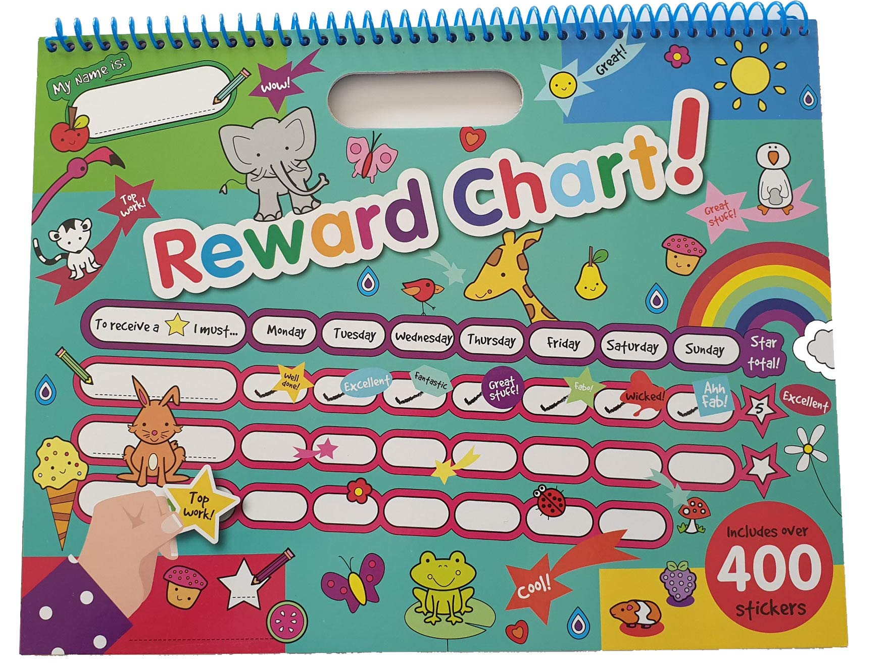 Large 24 Page Animals Theme Reward Chart For Toddlers Star | Desertcart ...