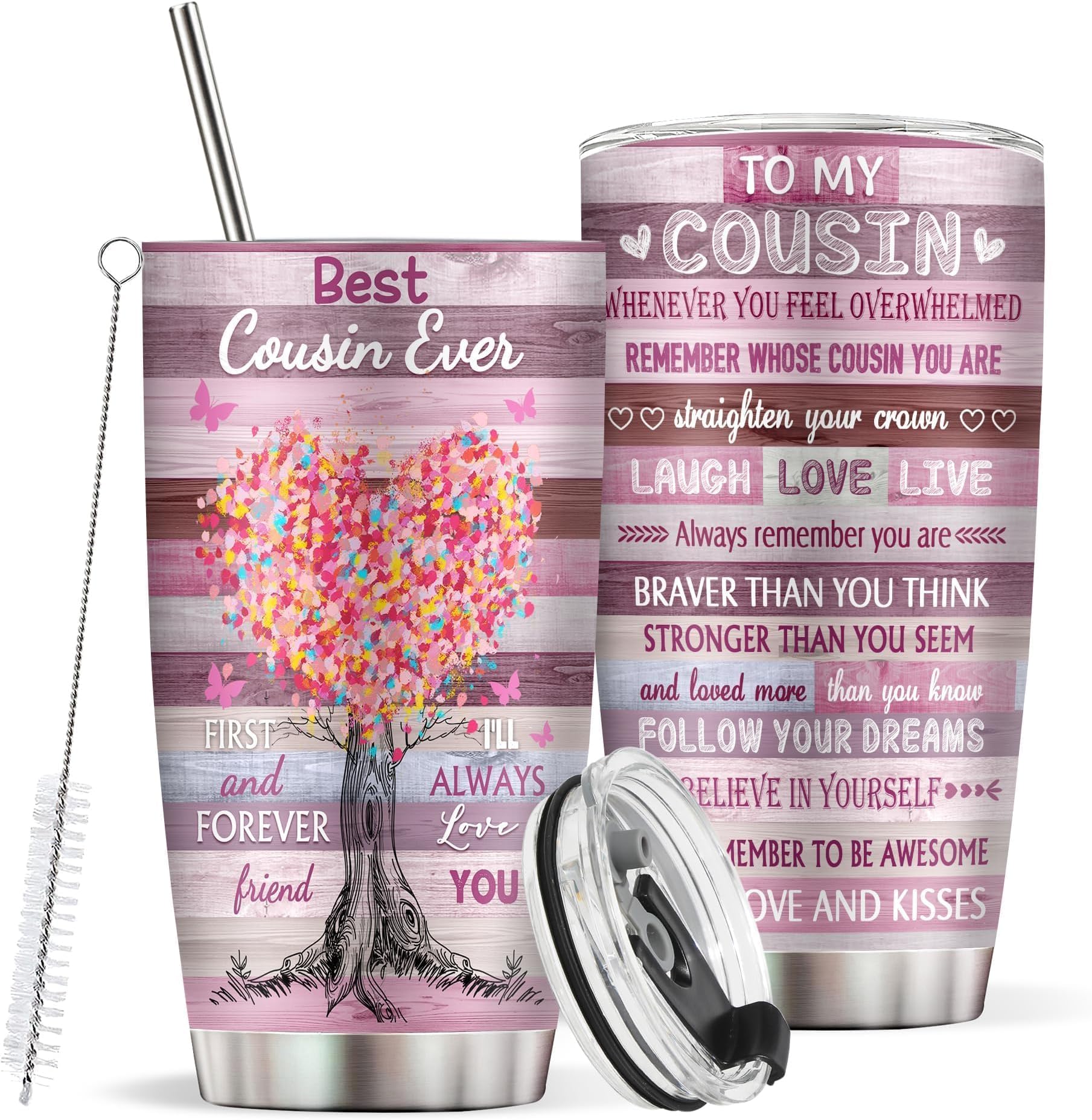 Amazon.com | JENVIO Cousin Gifts | Best Cousin Ever | Stainless Steel Tumbler with Two Lids ...