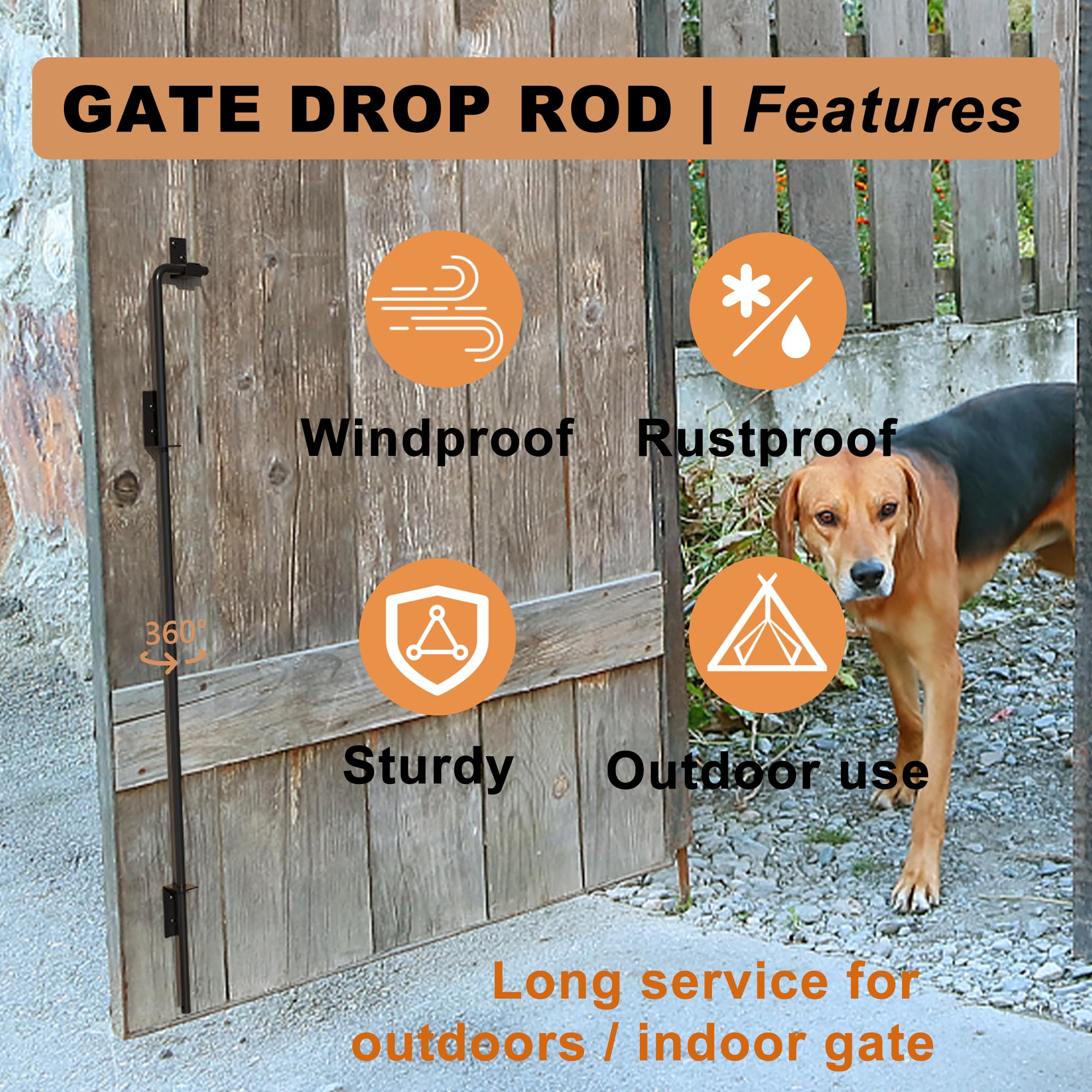 Snapklik.com : Auxdee 36 Inch Gate Drop Rod, Cane Bolt For Wooden ...