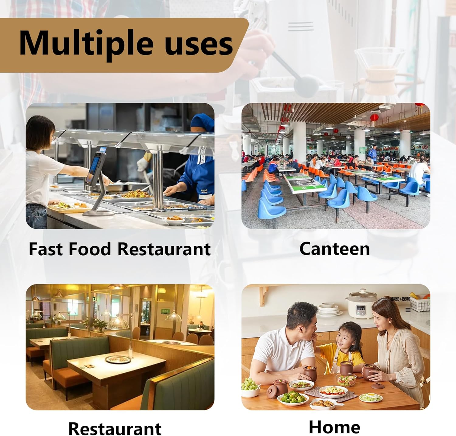 Vaseni Arrocera grande Commerical 60 tazas (cocida), olla arrocera eléctrica grande de 14 ...