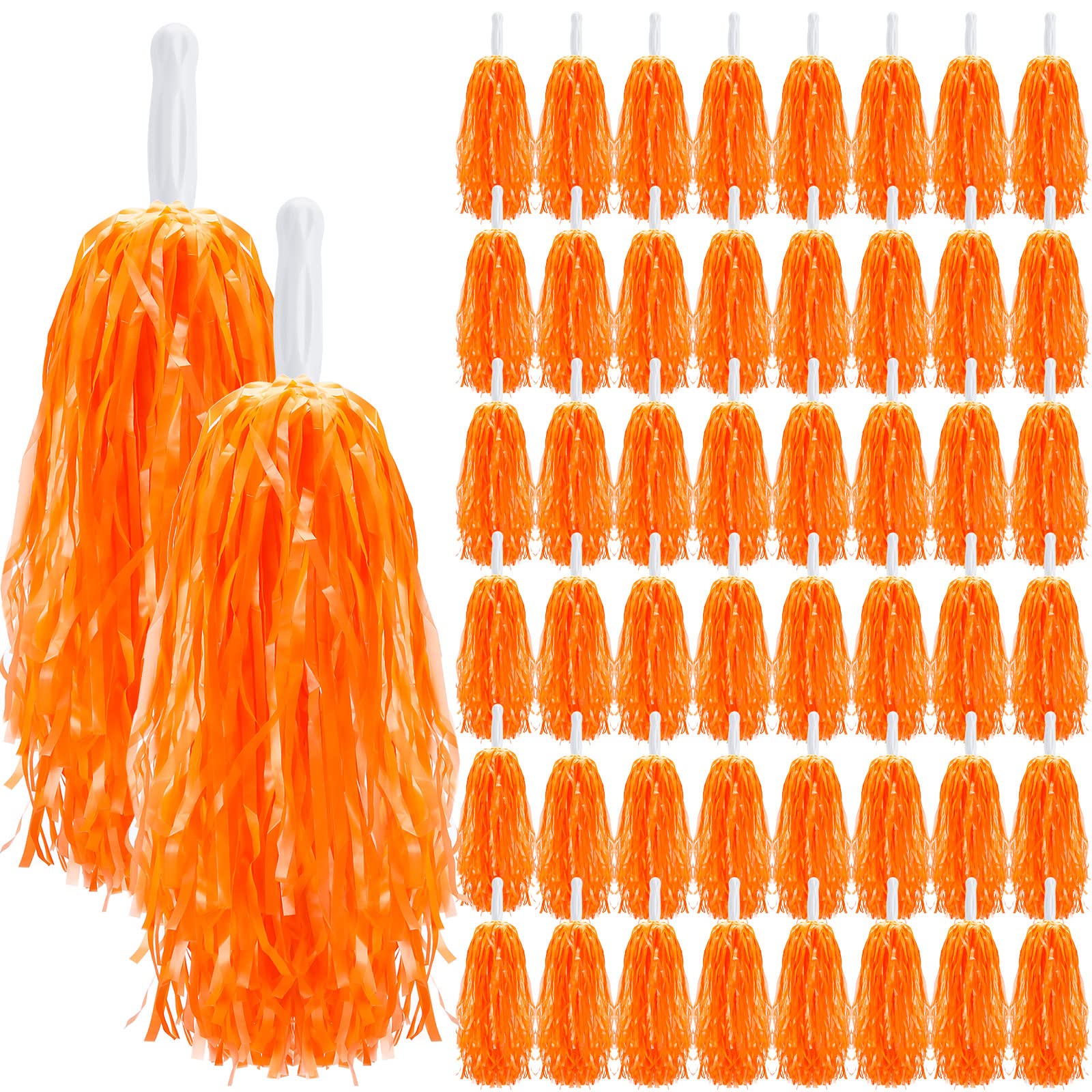 48 Pcs Plastic Cheer Pompoms Sports Dance Cheerleader Pom Poms with ...