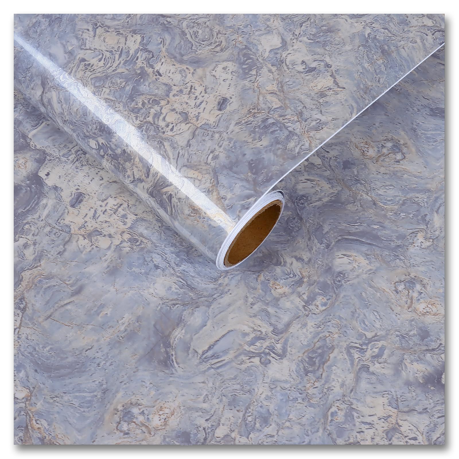 CRE8TIVE Cream Blue Marble Contact Paper for Countertops 12"x80" Glossy ...