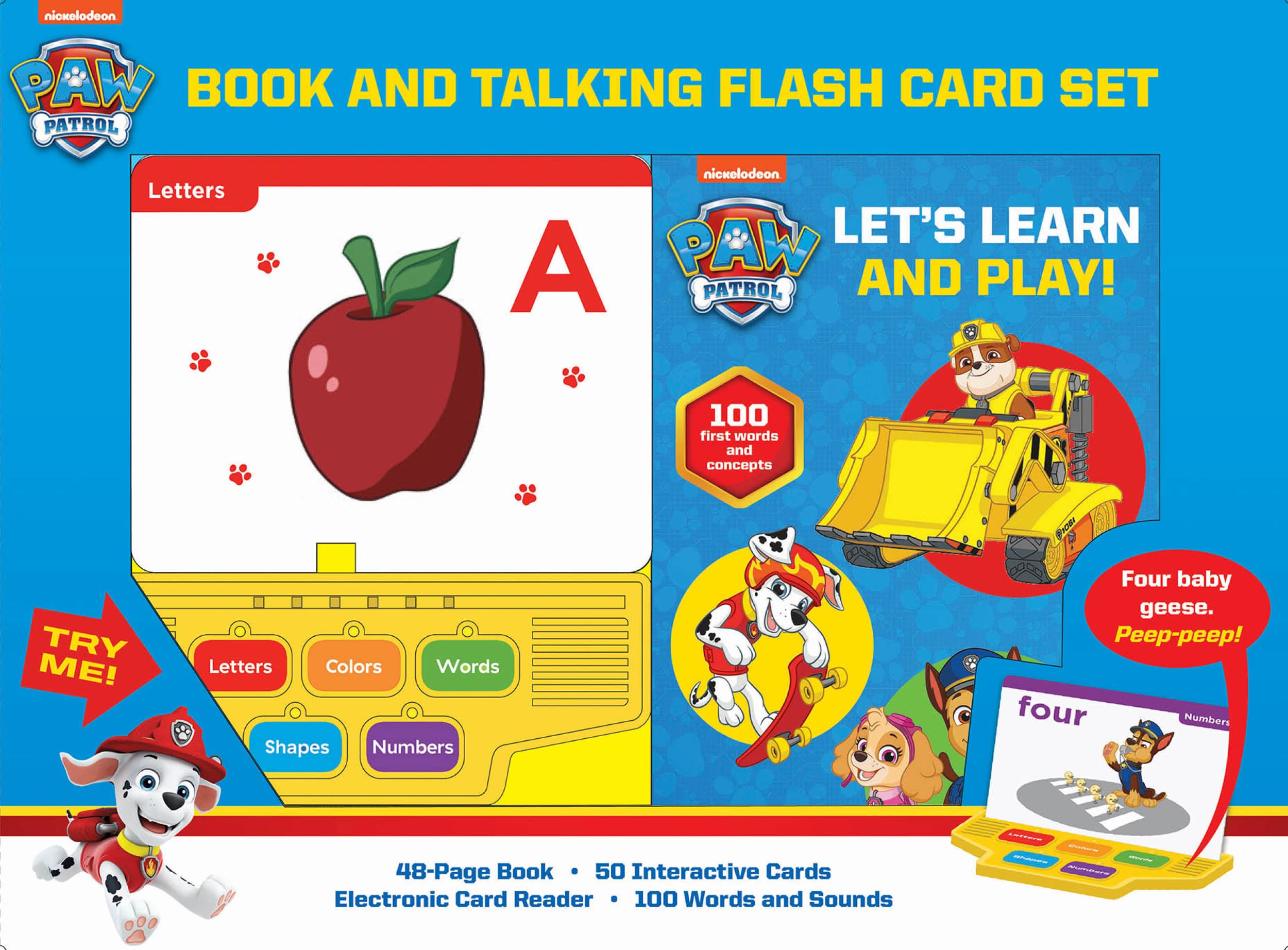 PAW Patrol - Let's Learn and Play! Book and Talking Flash Card Sound ...