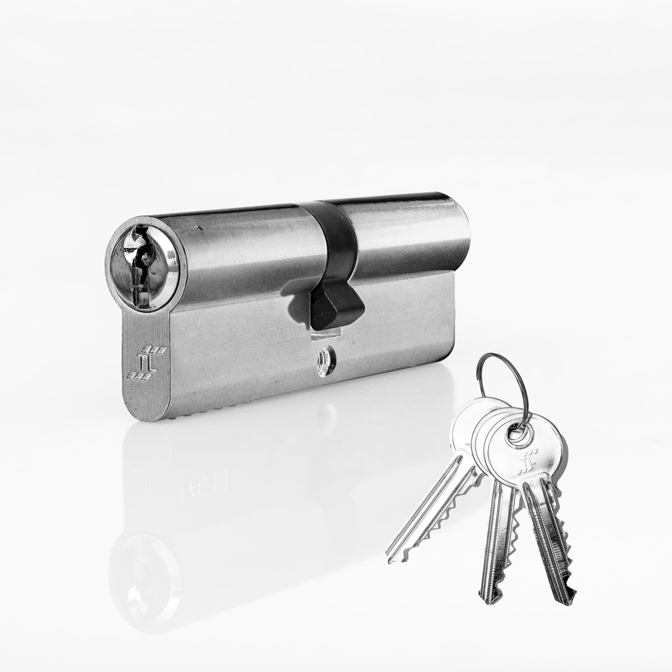 SIZAH Chrome Euro Cylinder Lock 40/40 (80mm), Door Barrel Lock with 3 ...