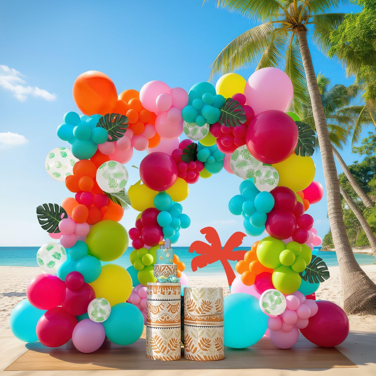 Amazon.com: summer hawaii aloha balloons garlandkti 150pcs Hot Pink ...