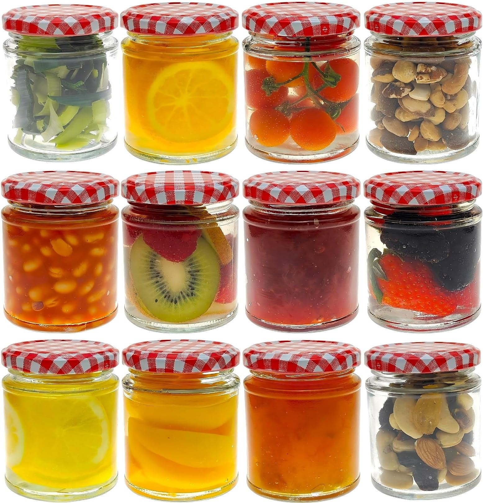 lakeland 12 Standard Glass Jam Jars With Gold Lids 380ml (1lb) : Amazon ...