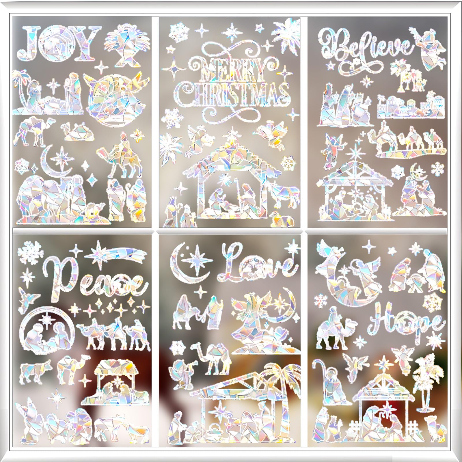 Amazon.com: Kreatwow Christmas Window Decor Christmas Nativity Window ...