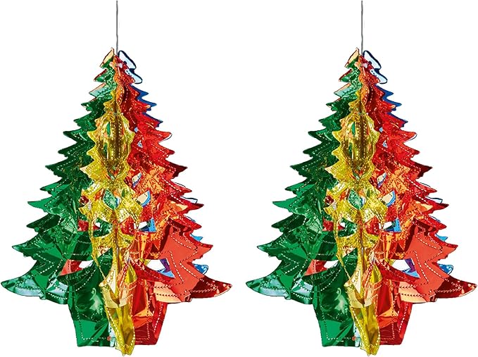 Foil Ceiling Decorations Multi Colour Christmas 2 Tone - Set 2 30cm ...
