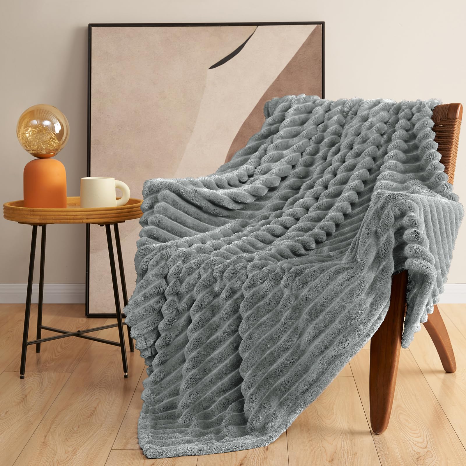 Amazon.com: HIMEET Light Grey Throw Blanket Super Soft Fleece Throw ...