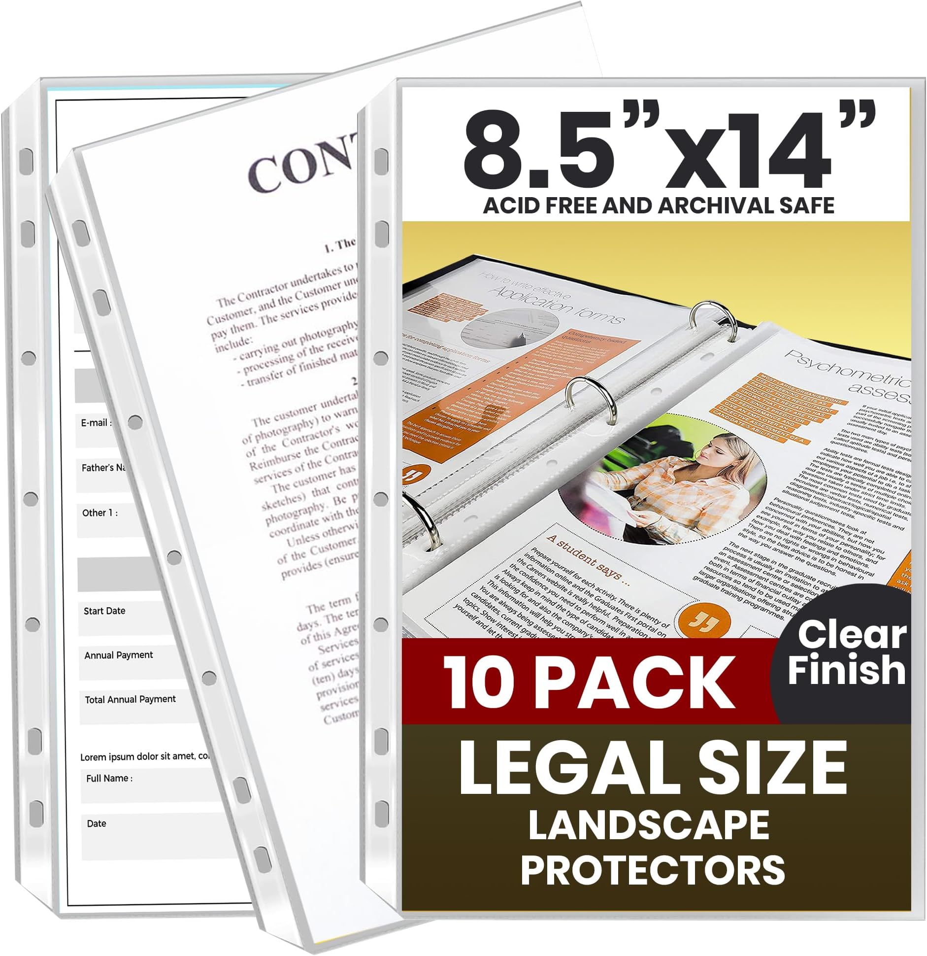 Performore 10 Pack of 8.5 x 14 Legal Size Heavyweight Clear Sheet ...