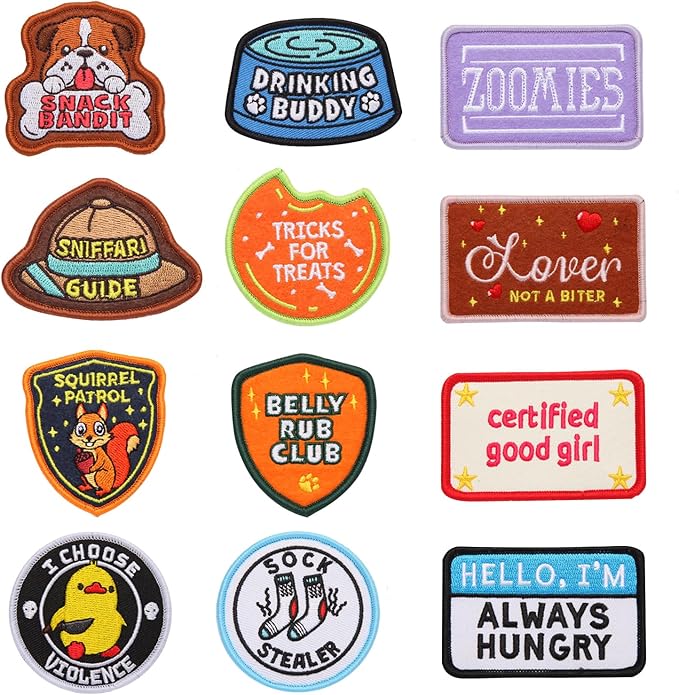 Amazon.com: Abofth 12 Pcs Funny Dog Patches for Harness, Removable ...