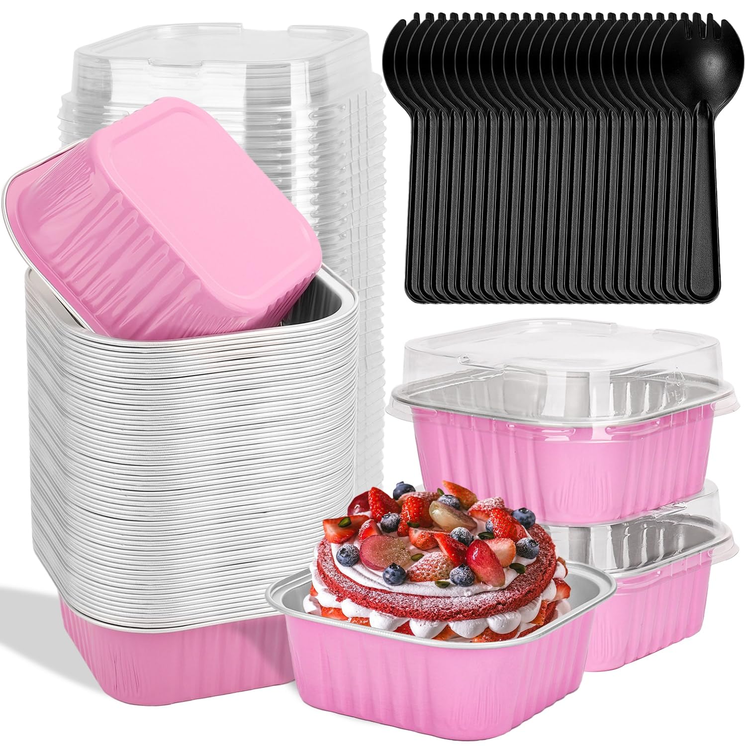 Amazon.com: selizo 60 Pack 10oz Mini Disposable Cake Pans with Lids ...