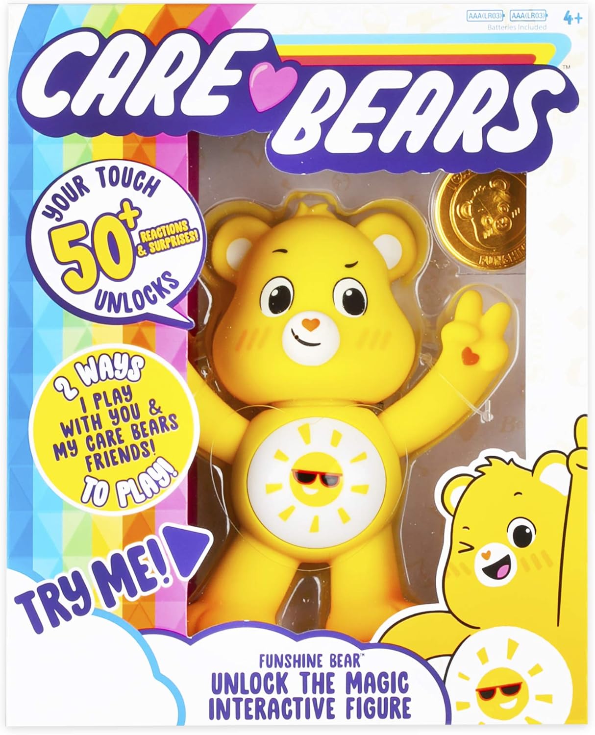 Amazon.com: Care Bears Funshine Bear Interactive Collectible Figure ...
