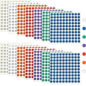 Amazon.com: 7 PCS Small Number Stickers 1-100, 0.4 Inch Round Numbered ...