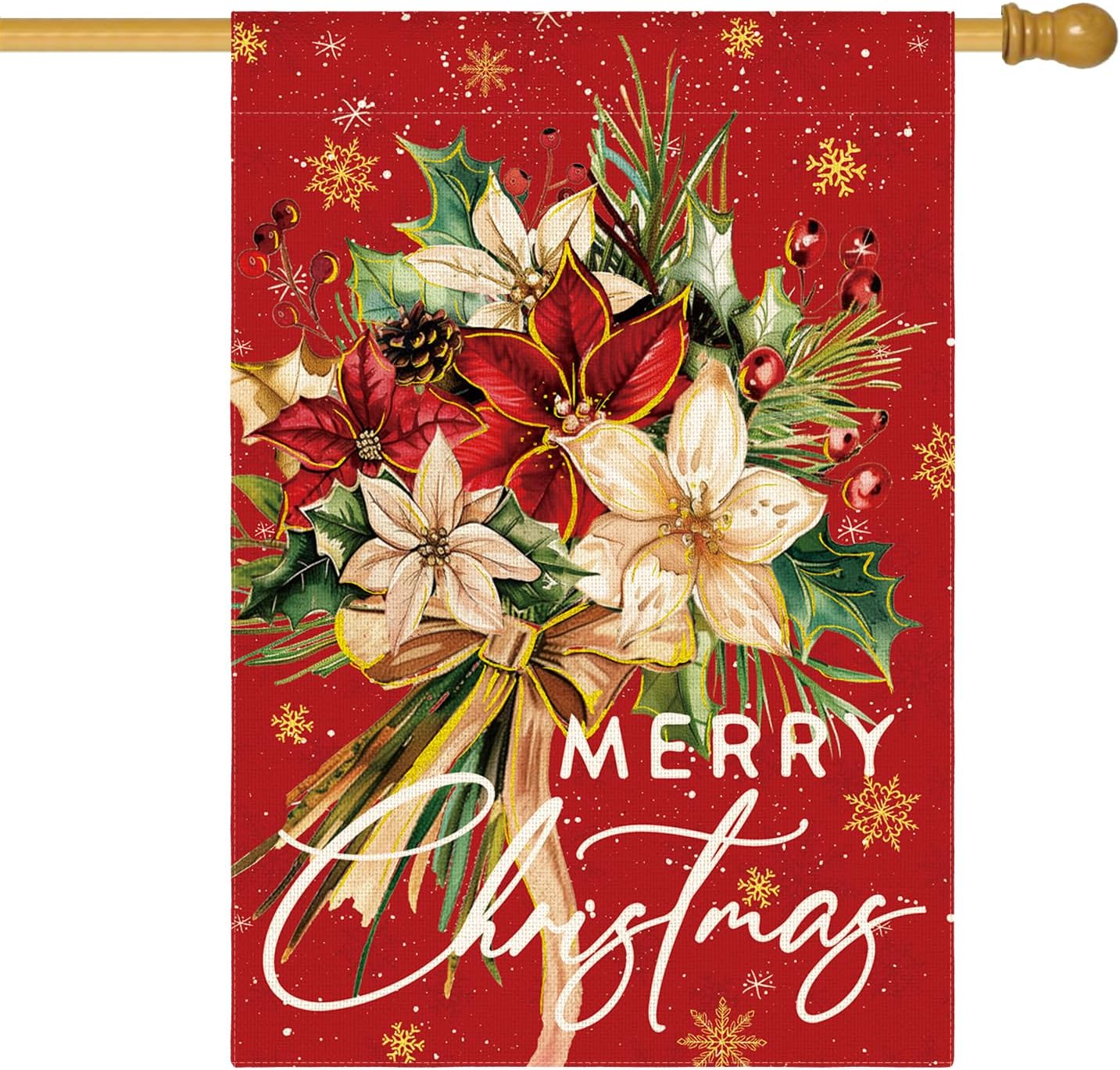 Amazon.com : AVOIN colorlife Floral Merry Christmas House Flag 28x40 ...