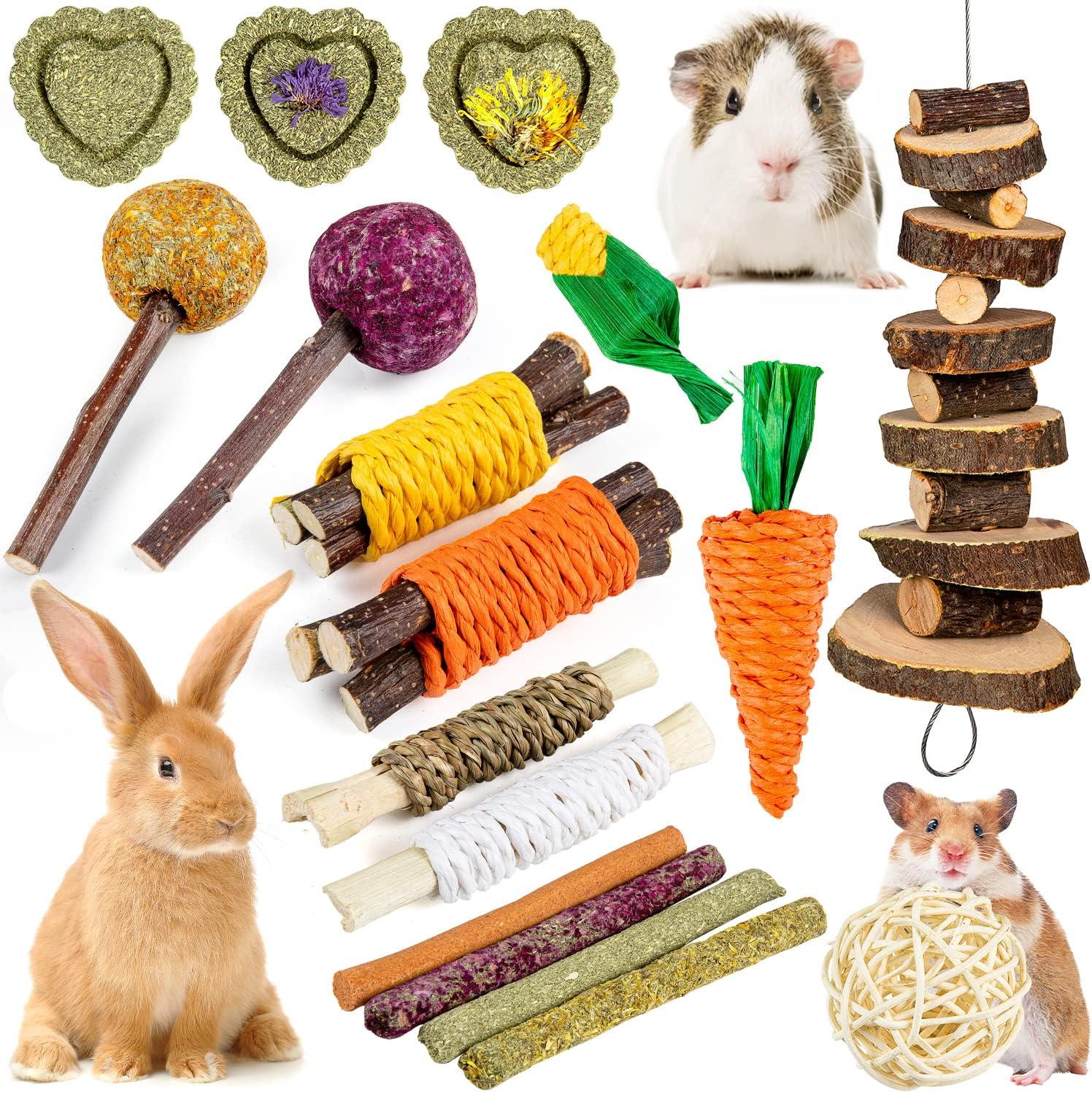Amazon.com : Lacrima Rabbit Chew Toys 12PCS, Guinea Pig Toys, Bunny ...