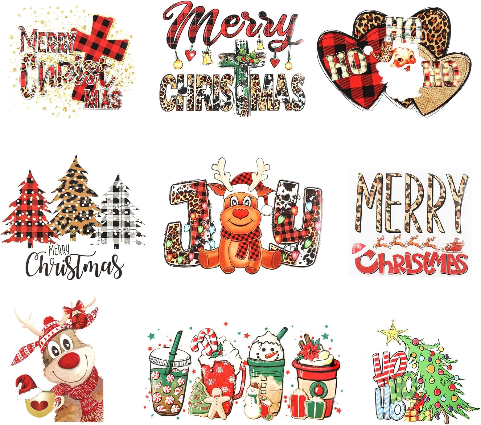 Amazon.com: 9pcs Christmas Iron on Patches for Clothing, Large Merry ...