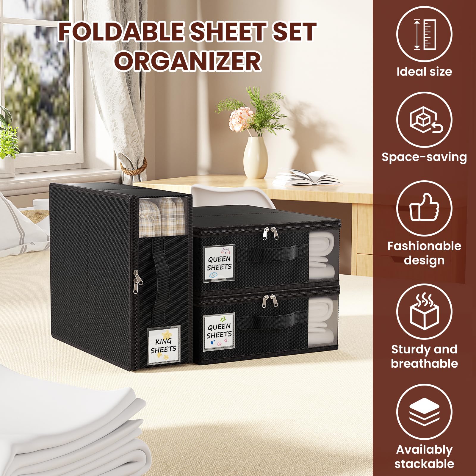 Snapklik.com : PHINOX Bed Sheet Organizers And Storage, 4-Pack Sheet ...