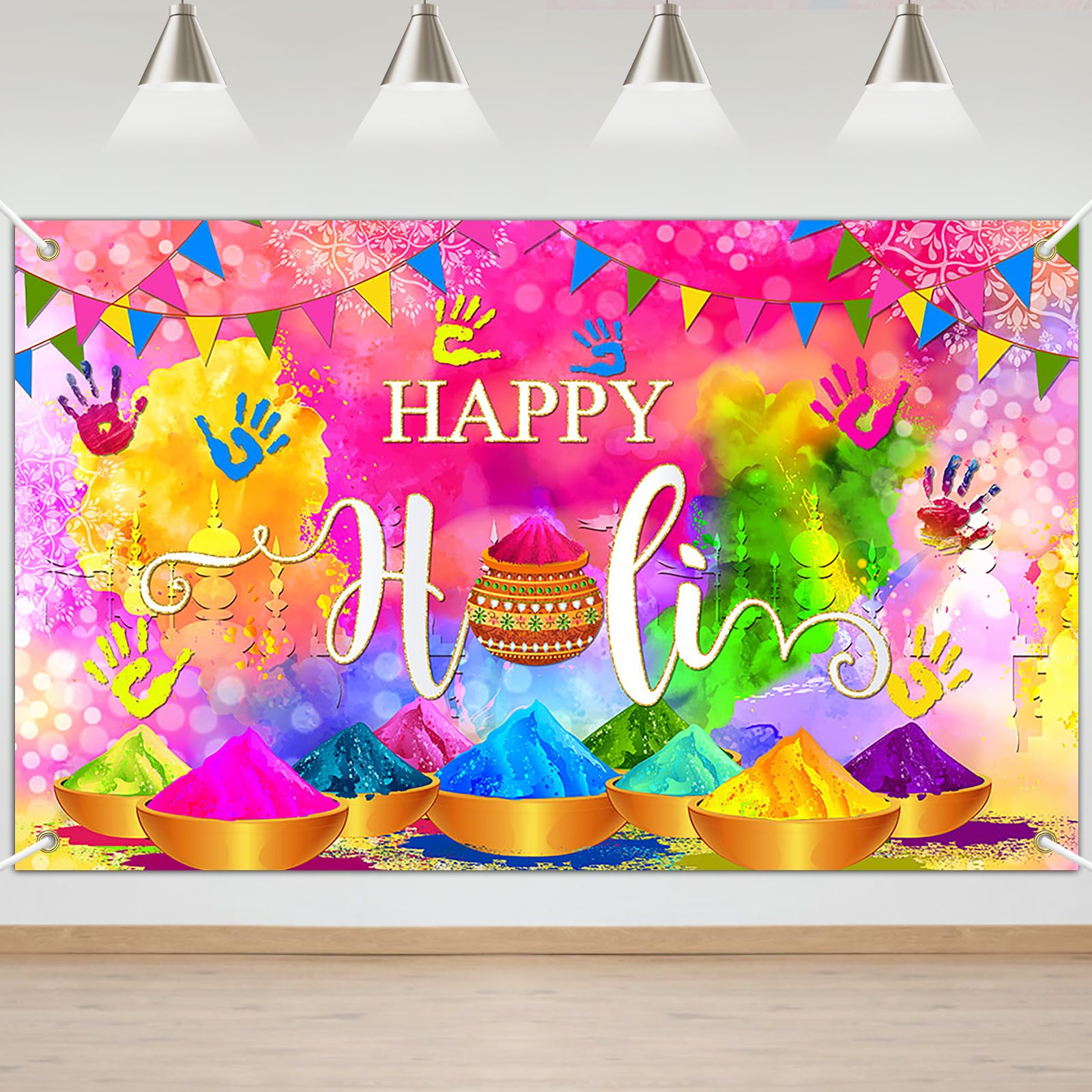 Amazon.com : Mocsicka Happy Holi Backdrop Banner India Festival of ...