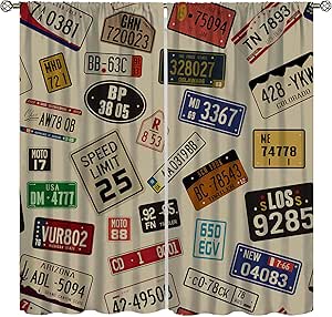 Amazon.com: Automobile Old License Plate Curtains, Vintage Truck Car ...