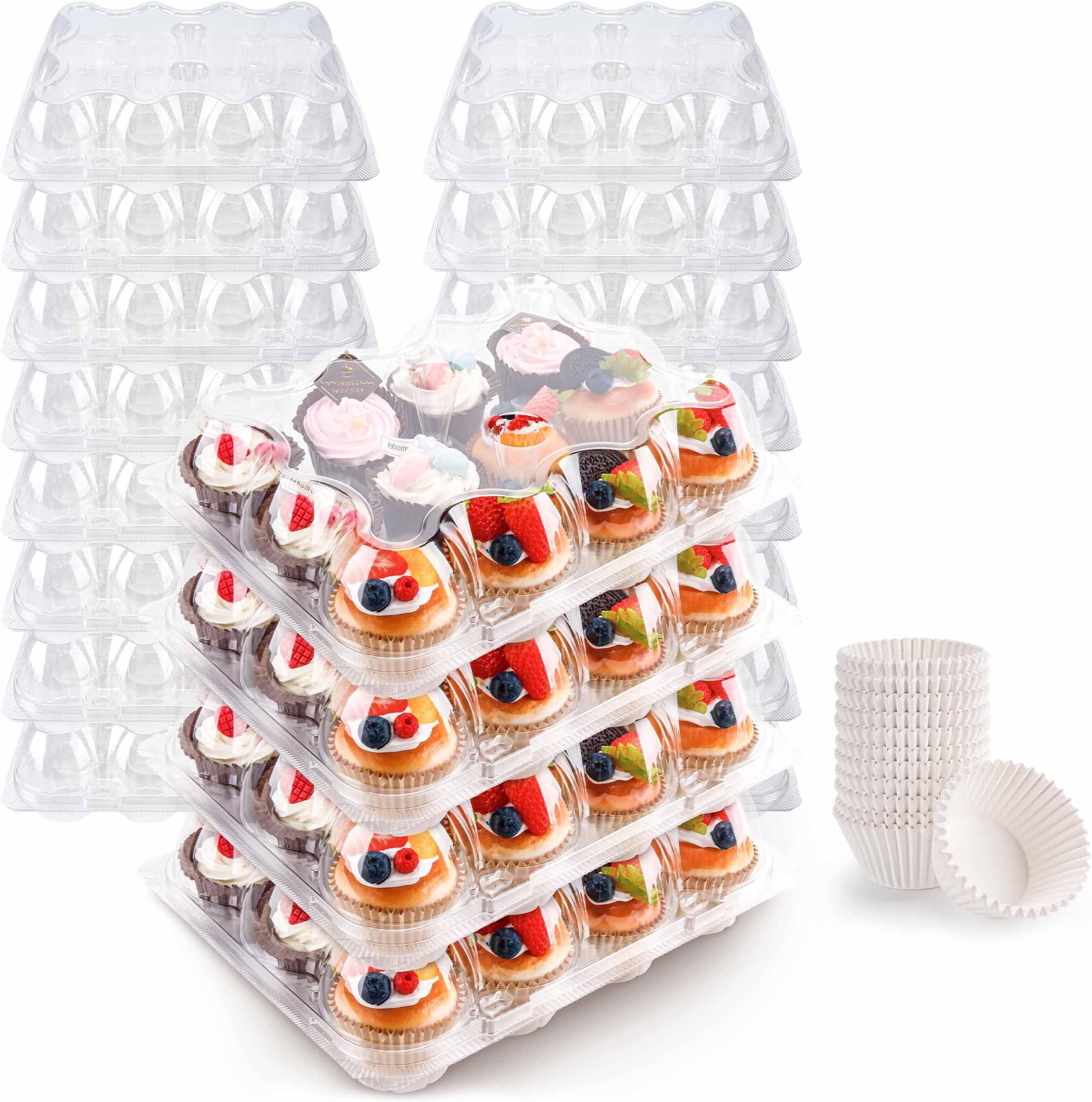 Amazon.com: Gencywe (24 Pack x 10 Sets) Stackable Cupcake Carrier ...
