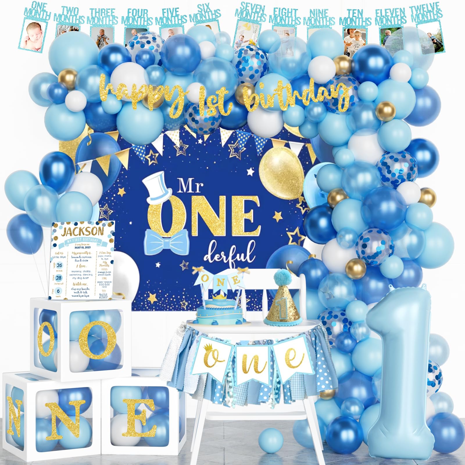Amazon.com: Party Inspo Baby Boy 1st Birthday Decorations, First ...