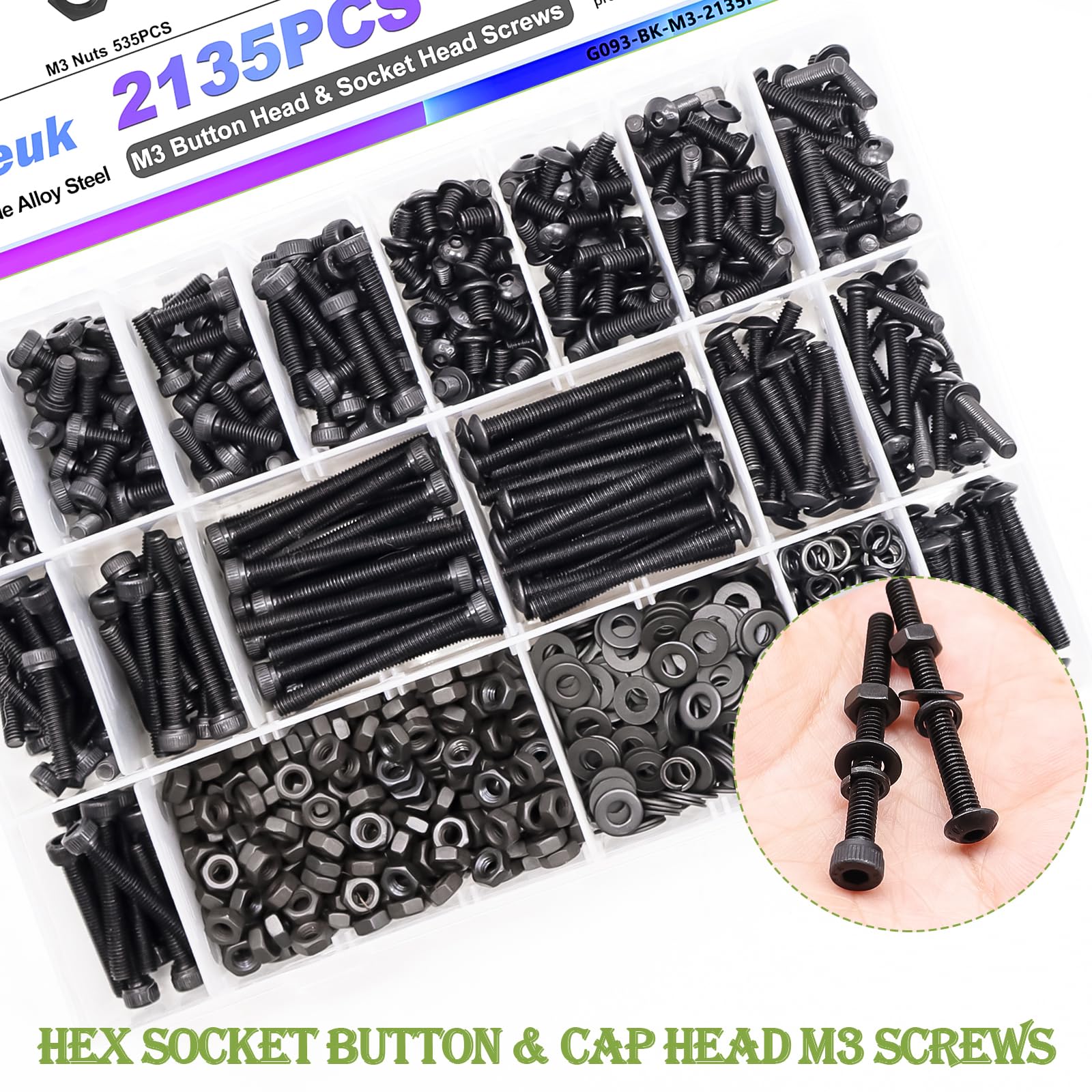 Snapklik.com : Mxuteuk 2135PCS M3 Screws kit,M3x4mm-35mm Metric Screws ...