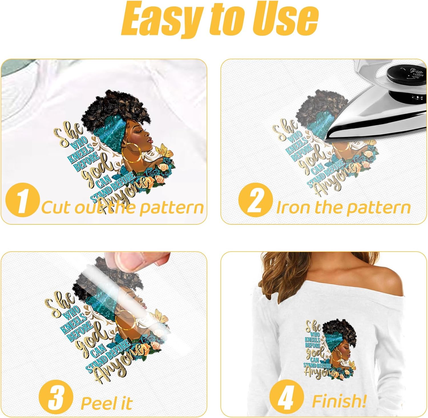 5 calcomanías para planchar con diseño de niña negra, parches para ...