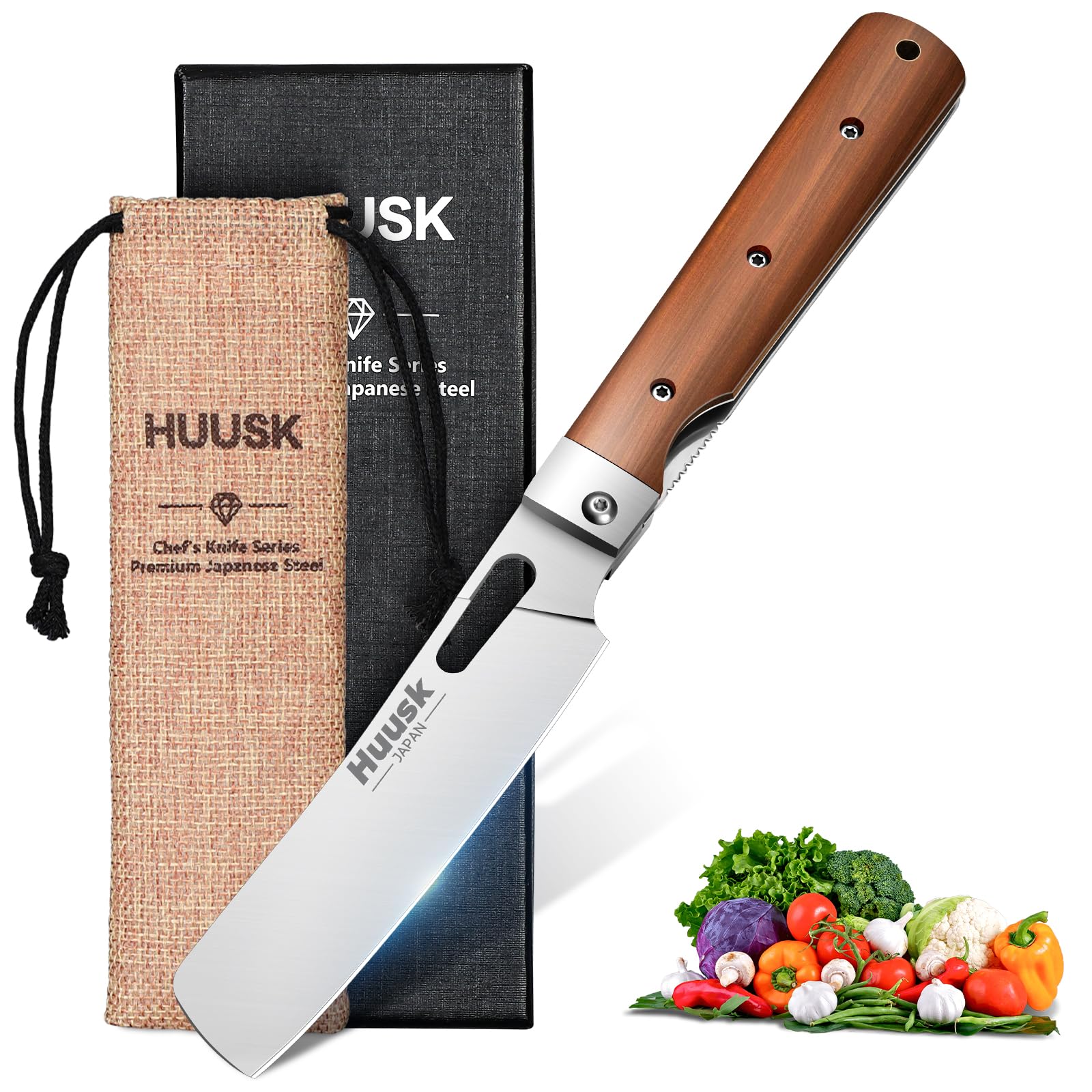 Amazon.com: Huusk Folding Nakiri Knife for Meat, Japanese Pocket Chef ...