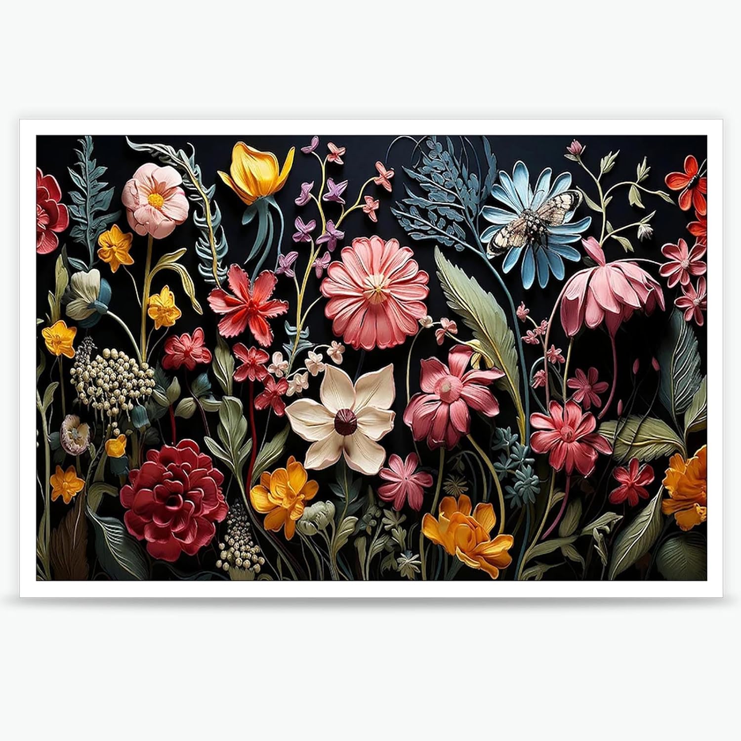 Amazon.com: FBKDVC 3d Wildflowers Butterfly Garden Art Poster Spring ...
