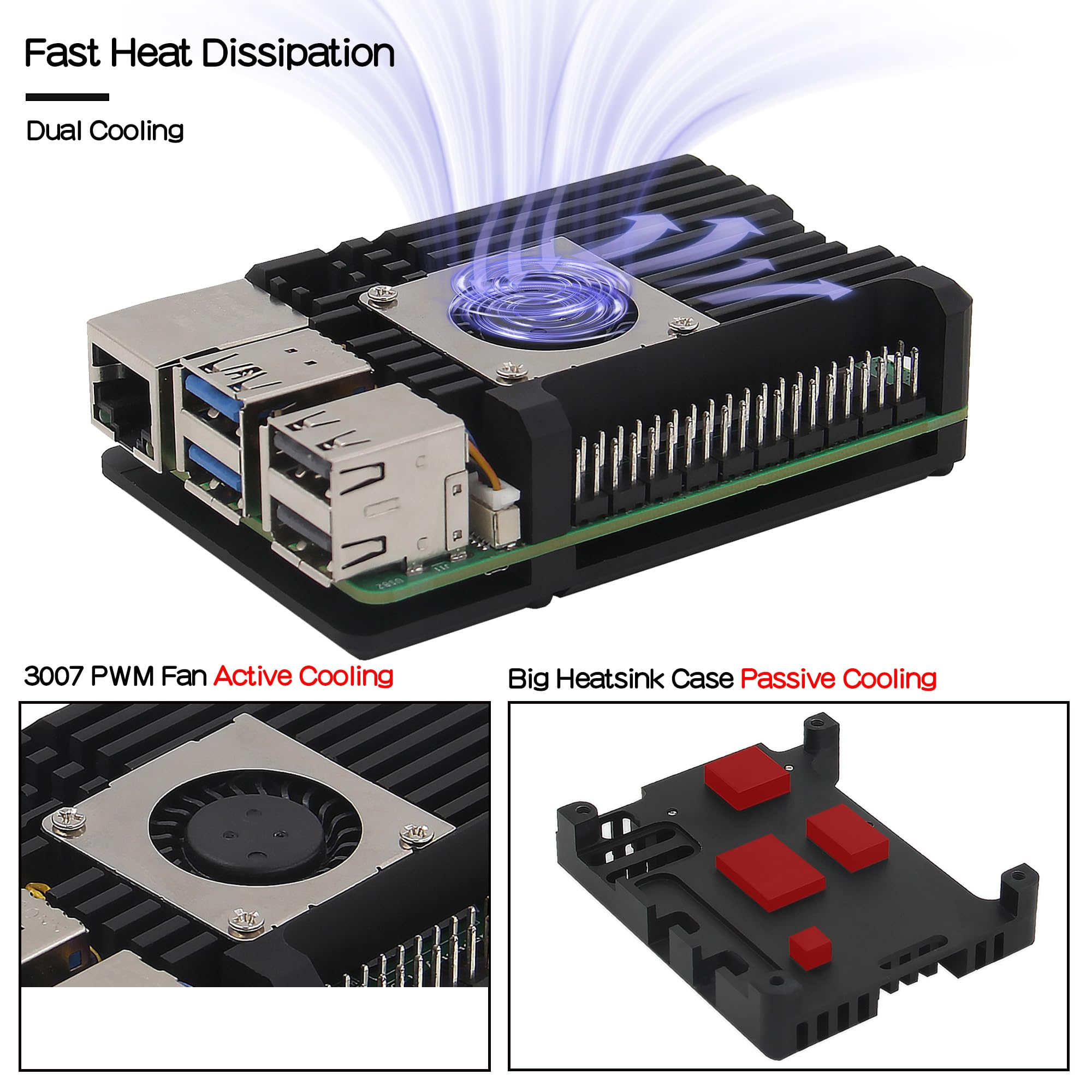 Snapklik.com : Geekworm Aluminum Passive Cooling Heatsink Armor Case