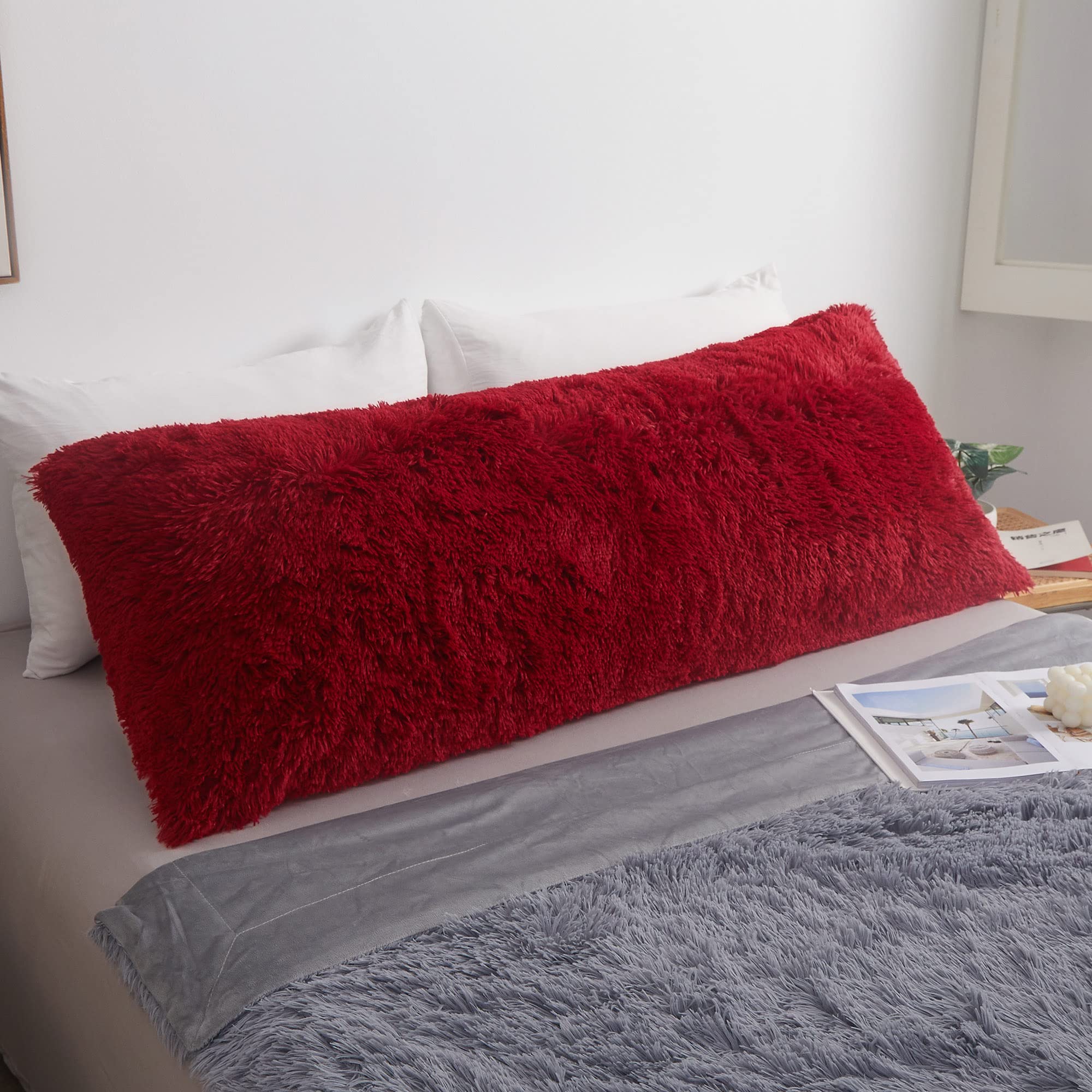 Amazon.com: MEGO Luxury Fluffy Body Pillow Cover, 20x54 Shaggy Faux Fur ...