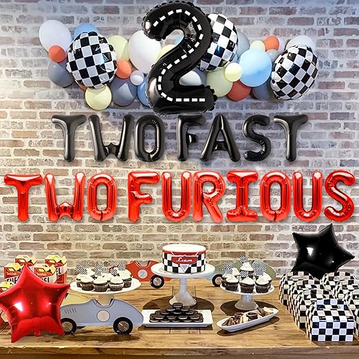 Amazon.com: JeVenis Two Fast Two Furious Birthday Decorations Two Fast ...