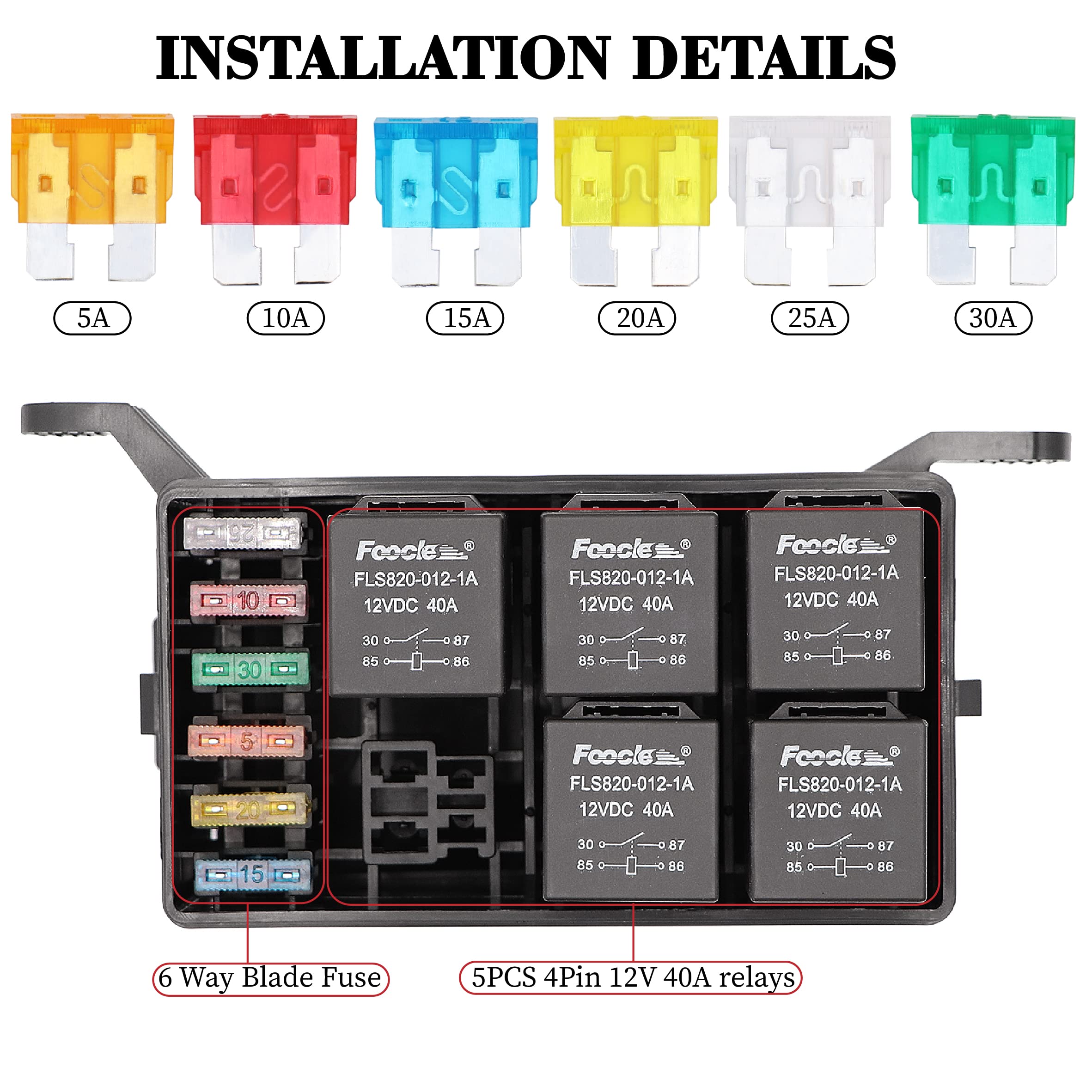 Snapklik.com : 12V Auto Waterproof Fuse Relay Box Block,6 Bosch Style ...