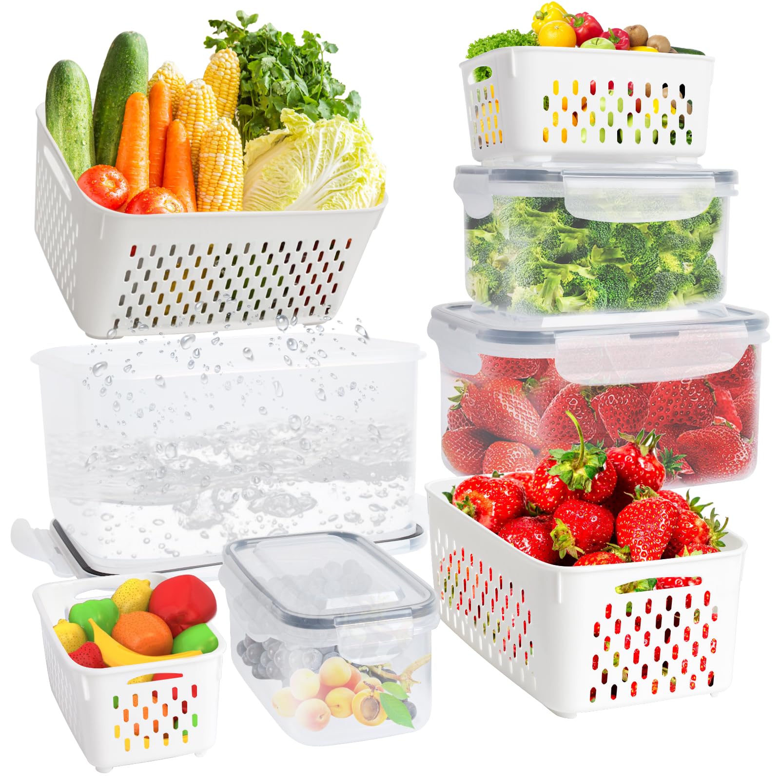 Amazon.com: 4 Pack Fruit Storage Containers for Fridge with Removable ...