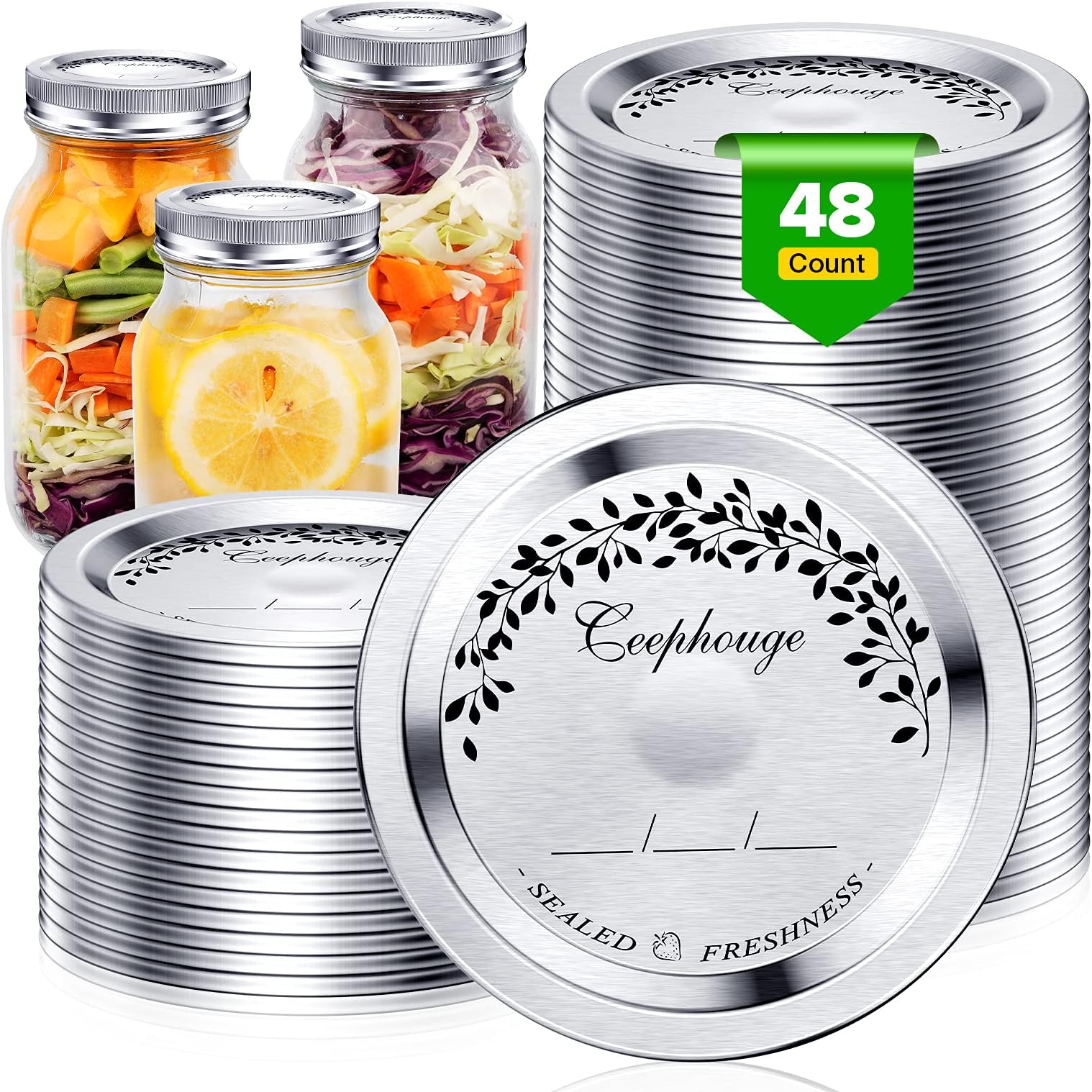 Amazon.com: 24-Pack 70 MM Regular Mouth Canning Jar Lids - Leak Proof ...