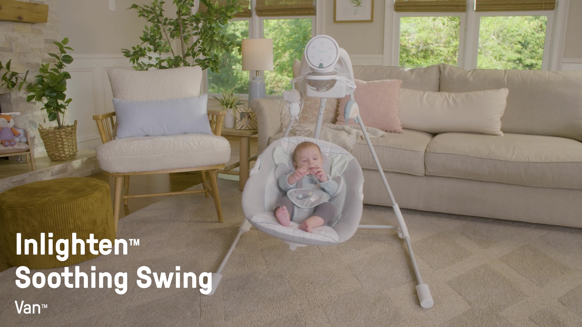 Watch Ingenuity InLighten 5-Speed Baby Swing - Van Elephant on Amazon Live