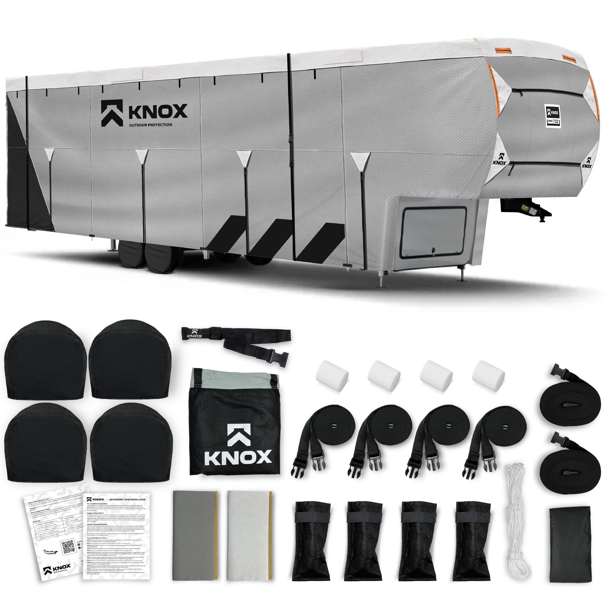 KNOX 3rd Gen Fifth Wheel RV Cover, Anti-Tear 7 Layer APEX Fabric, Fits ...