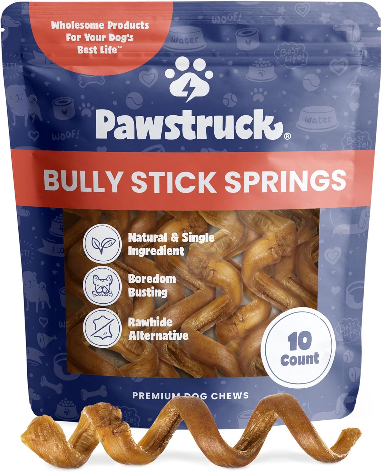 Amazon.com: Pawstruck All-Natural 6" Bully Stick Springs for Dogs - Fun ...