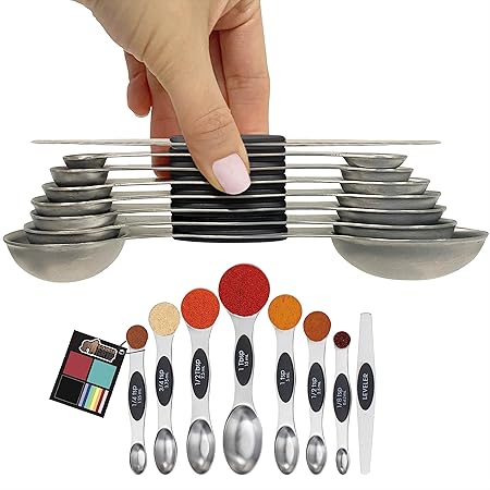 Amazon.com: Magnetic Measuring Spoons Set of 8 Stainless Steel Dual ...