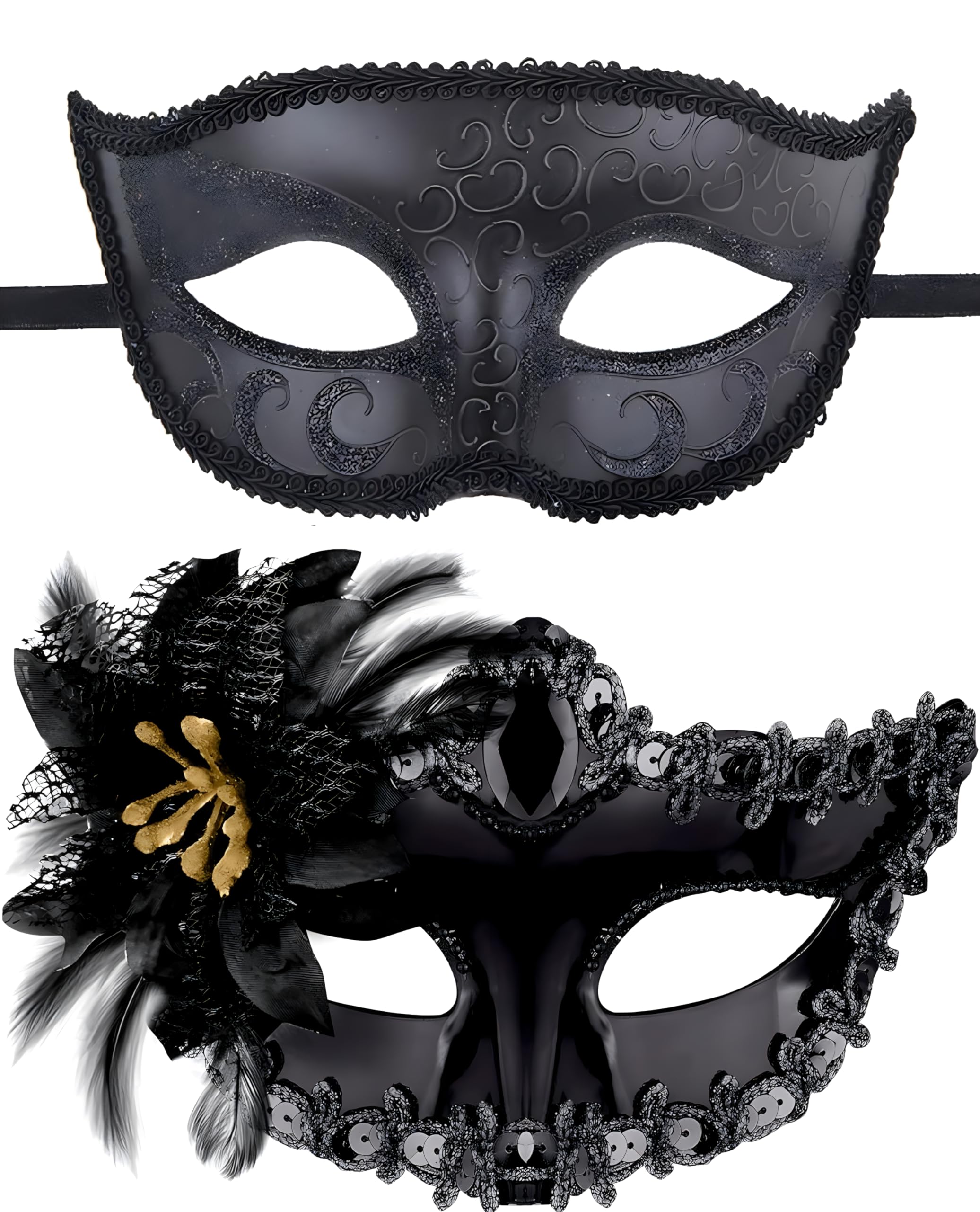 SHSHbuy Masques de Bal Masqué,2 Pièces Masque de Mascarade,Masque ...