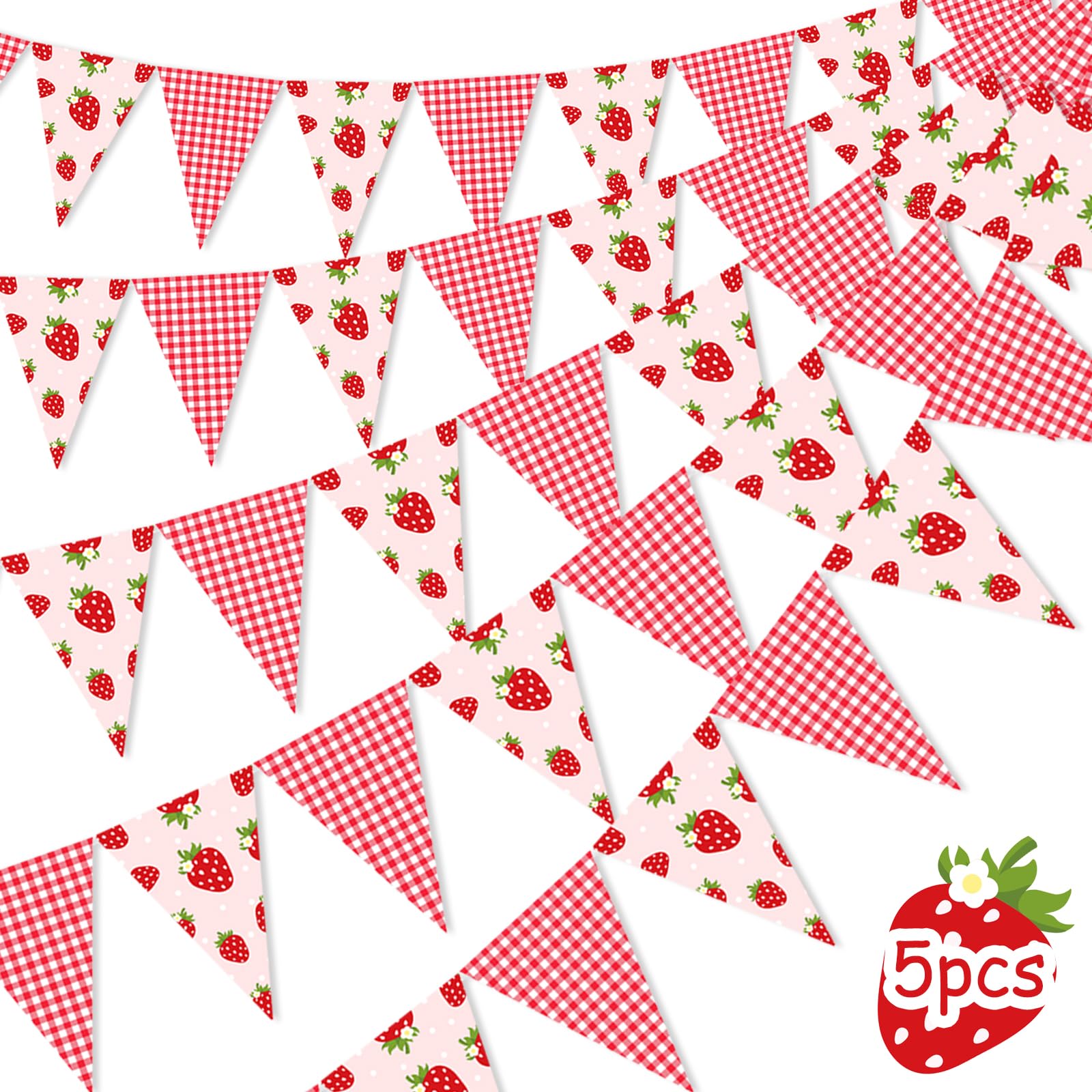 Amazon.com: JOYMEMO 5 Pieces Strawberry Pennant Banners - Pre-Strung ...