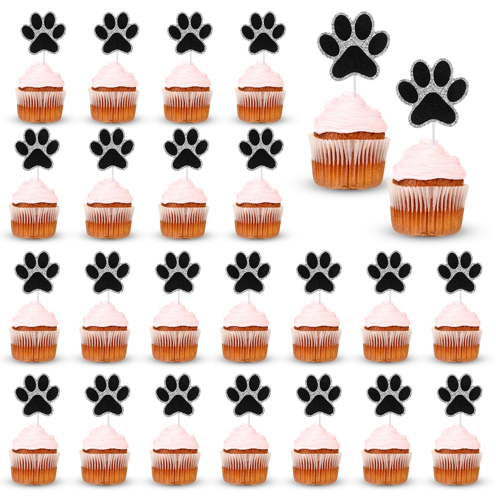 Amazon.com: 24 Pcs Paw Cake Toppe Dog Paw Dessert Cupcake Topper Paw ...