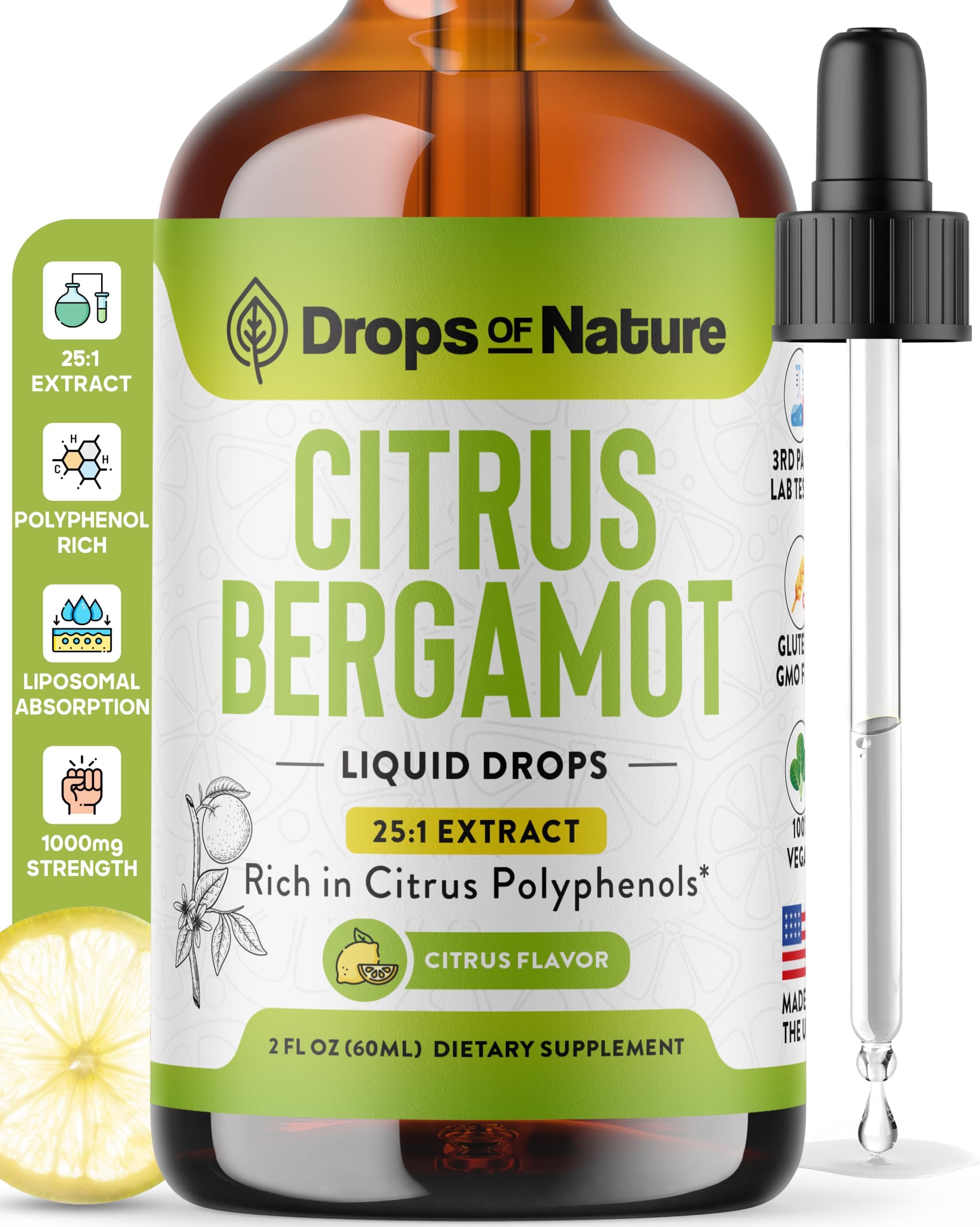 Amazon.com: Citrus Bergamot Extract 25:1 Liquid Drops – Vegan, Gluten ...